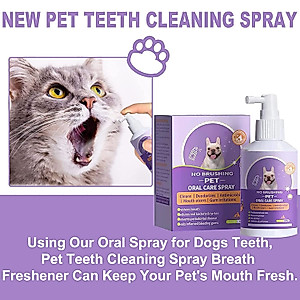 Pet Clean Teeth Spray, Teeth Cleaning Spray for Dogs & Cats, Targets Tartar & Plaque, Eliminate Bad Breath, Without Brushing