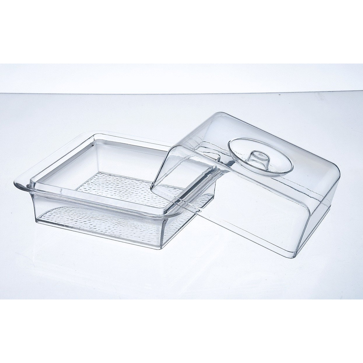 Clear Premium Acrylic Square Serving Tray with Lid (7.5" x 7.5" x 3.88", Pack of 6) - Perfect for Parties, Events, & Dining