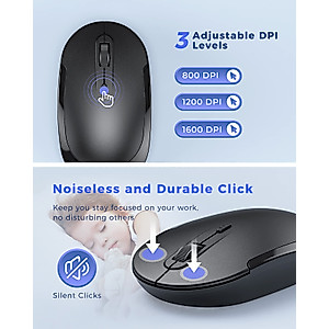 seenda Wireless Keyboard and Mouse Combo, Compact Small Keyboard Mouse Set with 2.4G USB Receiver, Slim Portable Keyboard and Silent Wireless Mouse for Laptop, Computer, Desktop, PC, Windows, Black