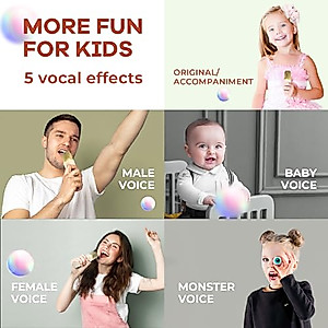 YLL Kids Karaoke Machine, Portable Bluetooth Speaker with Wireless Microphone for Adults, Karaoke Toys Gifts for Girls Ages 4, 5, 6, 7, 8, 9, 10, 12 +Year Old Birthday Party (Beige)