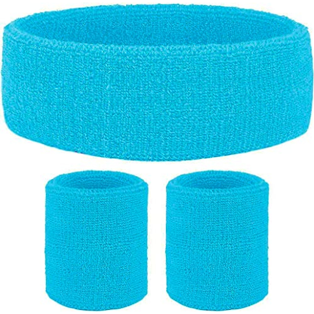 80s Sweatbands Neon Sweatbands Set Includes Pink, Blue, Yellow and Green Headband and Wristbands, Sweat Bands Headbands for Women with Matching Wristbands, Sweatbands for Women for Halloween Costumes