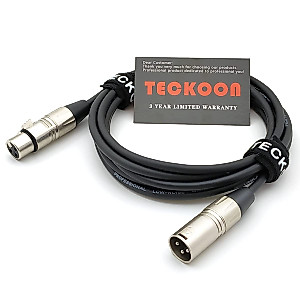 TECKOON XLR Male to Female Microphone Cable, Balanced Mic Patch Cord for Microphones, Mixers, Speakers, DMX Lighting, Studio and Live Applications- 6feet, 2pack