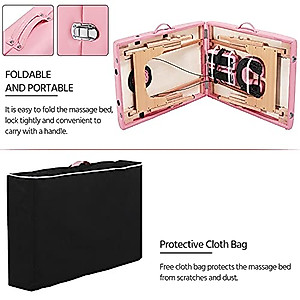 Yaheetech Spa Bed Portable Lash Bed Massage Bed Foldable Spa Tables Adjustable 2 Fold with Non-Woven Bag, Pink