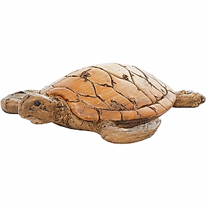 Driftwood Sea Turtle Statue Rustic Wood Look Garden Turtle Coastal Home Decor
