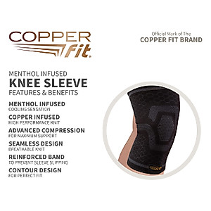 COPPER FIT ICE Plus Size Knee Compression Sleeve for Knee Pain, Inflammation, Joint Pain Relief, Meniscus, ACL, Arthritis, Circulation -- Knee Compression Support for Men and Women (2XL/3XL)