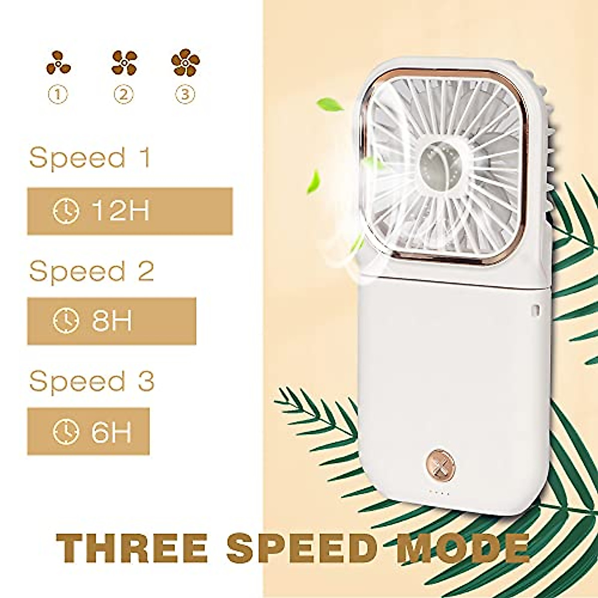 FADACHY Mini Handheld Fan Portable Charger Small Fan Breeze Quiet Power Rechargeable USB Fan for Travel Small Personal Fan, Outdoors, Hiking, Camping, white