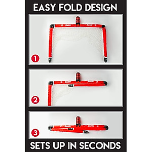 Franklin Sports Mini Hockey Goal Set - NHL Light Up Knee Hockey Goal and Stick Set with Hockey Ball - Perfect for Indoor Floor Hockey and Knee Hockey, Red