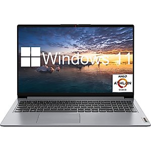 Lenovo IdeaPad Laptop, 15.6" HD Display, AMD Athlon Silver 3050U Processor, Windows 11 Home, 12GB RAM, 384GB SSD (128GB eMMC+256GB PCIe SSD), Webcam, HDMI, WiFi 6, USB Type-C, Long Battery Life, PCM