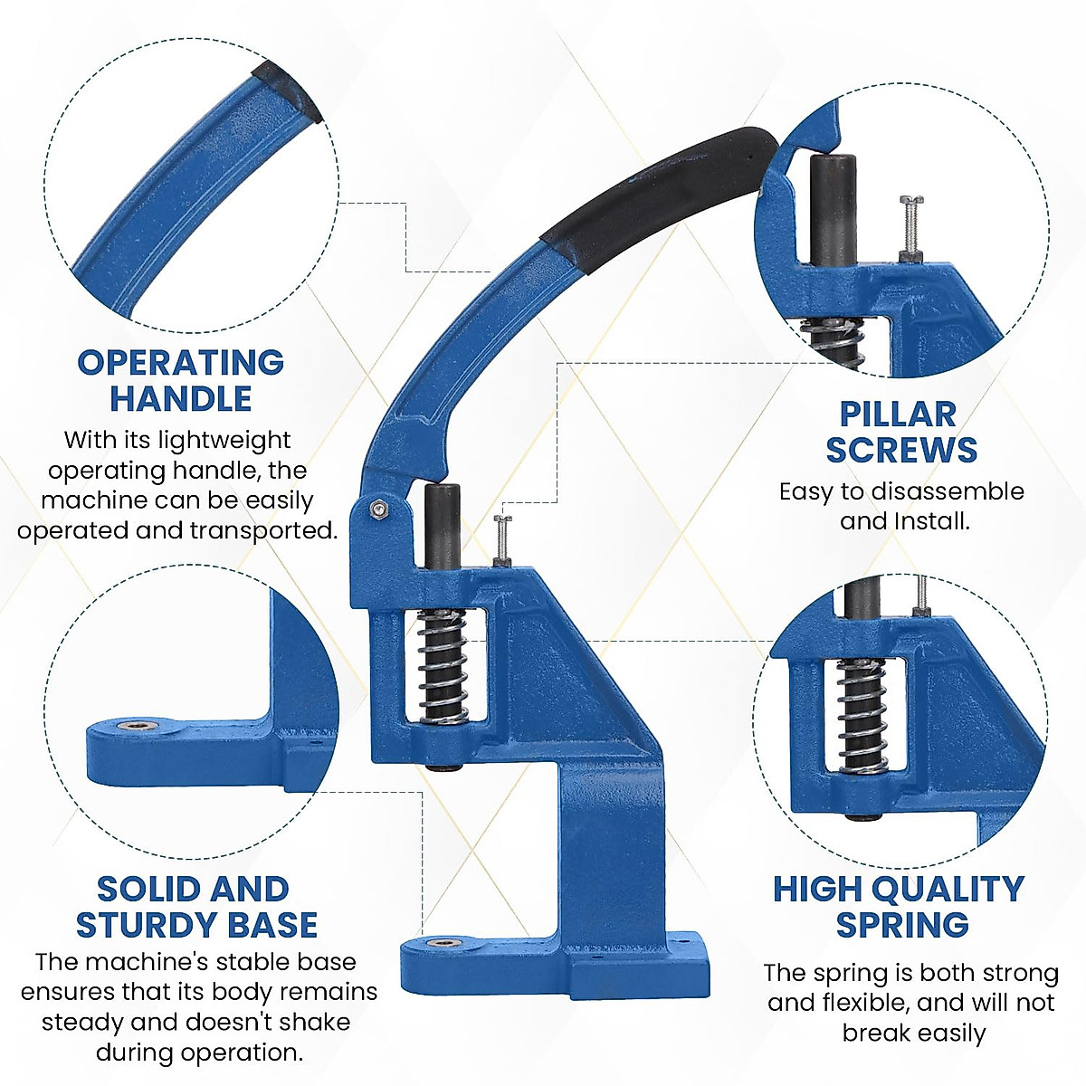 Trimming Shop Blue Hand Press Machine for Making Fabric-Covered Buttons, Handmade Fabric Covered Button and Badge Maker Press Punch Machine, Personalized Decorative Button Making DIY Tool