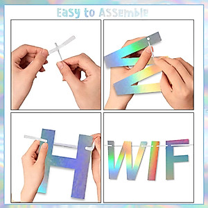 Sursurprise Wife of the Party Bachelorette Decorations, Wife of the Party Banner Sign Iridescent Holographic for Bridal Shower Engagement Wedding Party Supplies