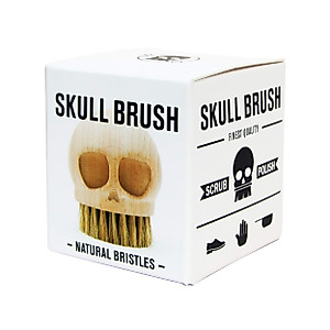 Suck UK | Skull Brush | Wooden Shoe Brush Or Boot Brush | Soft Scrub Dish Brush for Kitchen & Household Cleaning | Gothic Decor Nail Brush & Pedicure Supplies | Skull Gifts | Spooky Scrub Brush