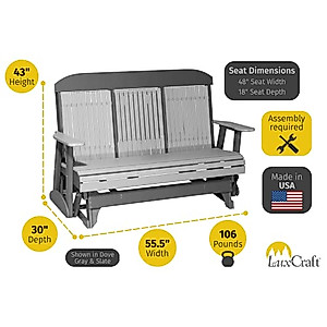 LuxCraft 5' Classic Poly Double Glider with Center Tray (Antique Mahogany & Black)