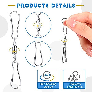TecUnite 10 Pack Swivel Hooks Clips Smooth Spinning Dual Clip Hanging Windsock Wind Spinners Wind Chimes Crystal Twisters Party Supply