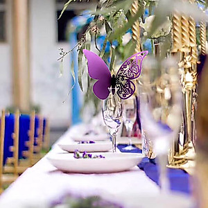 GSHLLO 50 Pcs Paper Butterfly Table Place Name Cards 3D Butterfly Wall Stickers Decor Wine Glass Cup Decorations for Wedding Birthday Party Pink