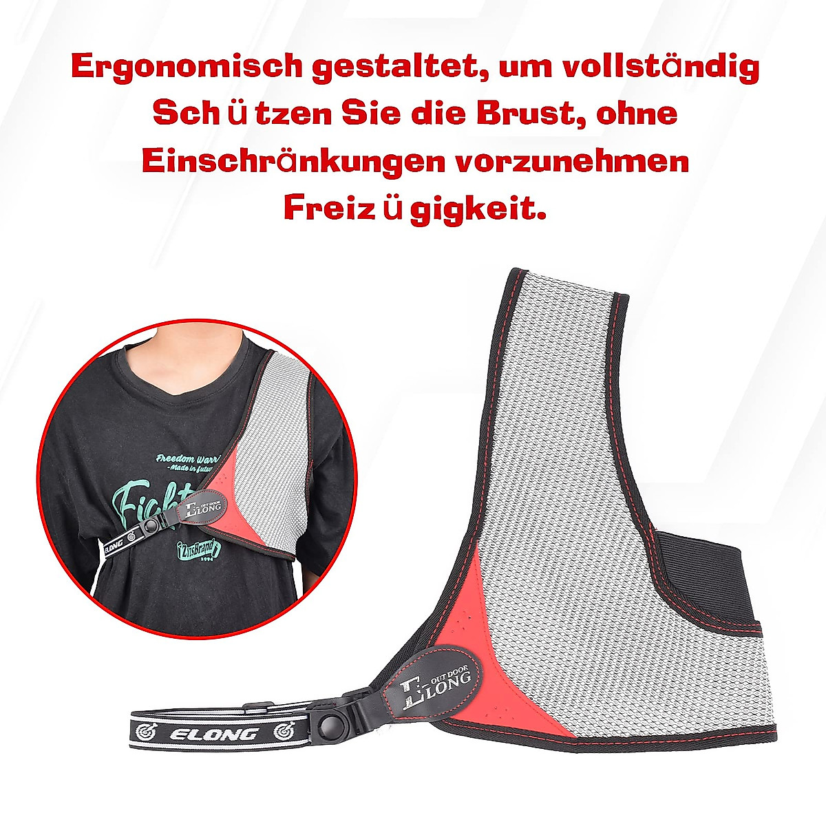 ELONG OUTDOOR Archery Chest Protector Upgraded Version Black Adjustable Simple Nylon Mesh Archery Chest Protector Free Size Outdoor Sports Hunting Shooting Chest Protector