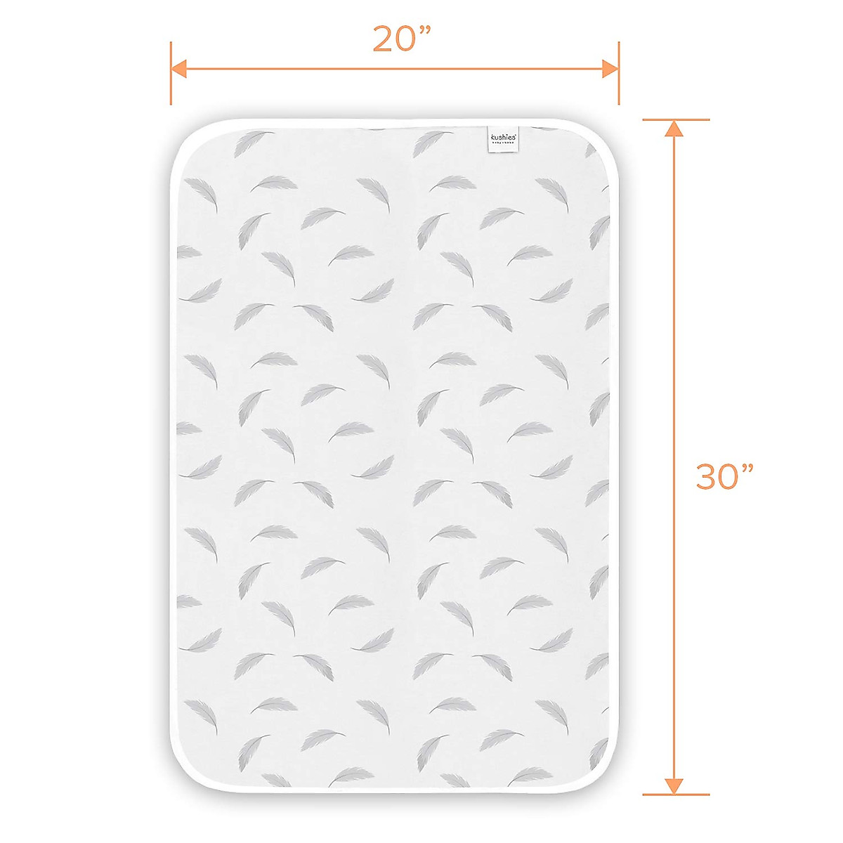 Kushies Deluxe Waterproof Changing Pad Liners - 20 x 30 inches Baby Changing Table Pad Covers - Baby Changing Pads in Grey Scribble - Diaper Changing Pad Cover Waterproof for Changing Station