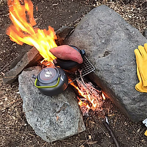 2Peices Backpacker Bushcraft Grill Grate Stainless Steel BBQ Cooking Grill Mesh Campfire Grill Square Round for Camping, Backpacking, Hunting Fishing