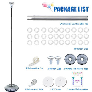 GIMCALO Balloon Column Stand Kit Set of 2, 7ft Height Adjustable Balloon Arch Kit, Metal Telescopic Pillar Balloon Stand, Birthday Party, Graduation, Wedding Christmas Decorations