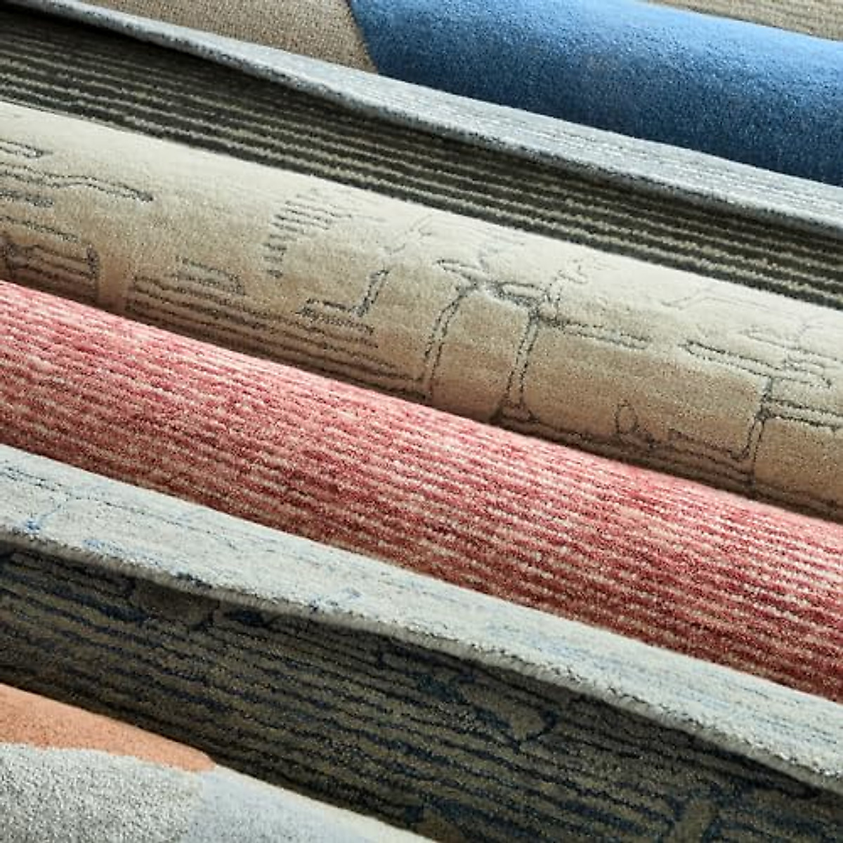 TOWN & COUNTRY LUXE Rita Ribbed Textured Hand Tufted 100% Wool Area Rug, Grey/Blue/Ivory, 8"x10"