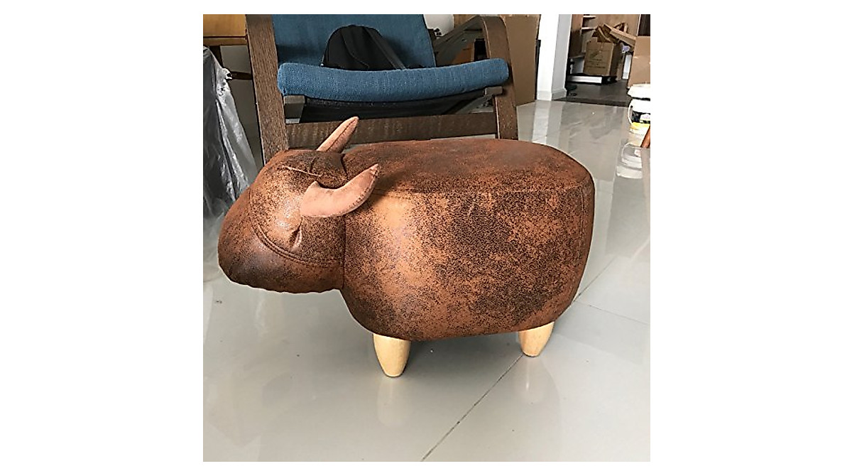 OLizee Buffalo Footstool - Fun & Durable Animal-Themed Ottoman