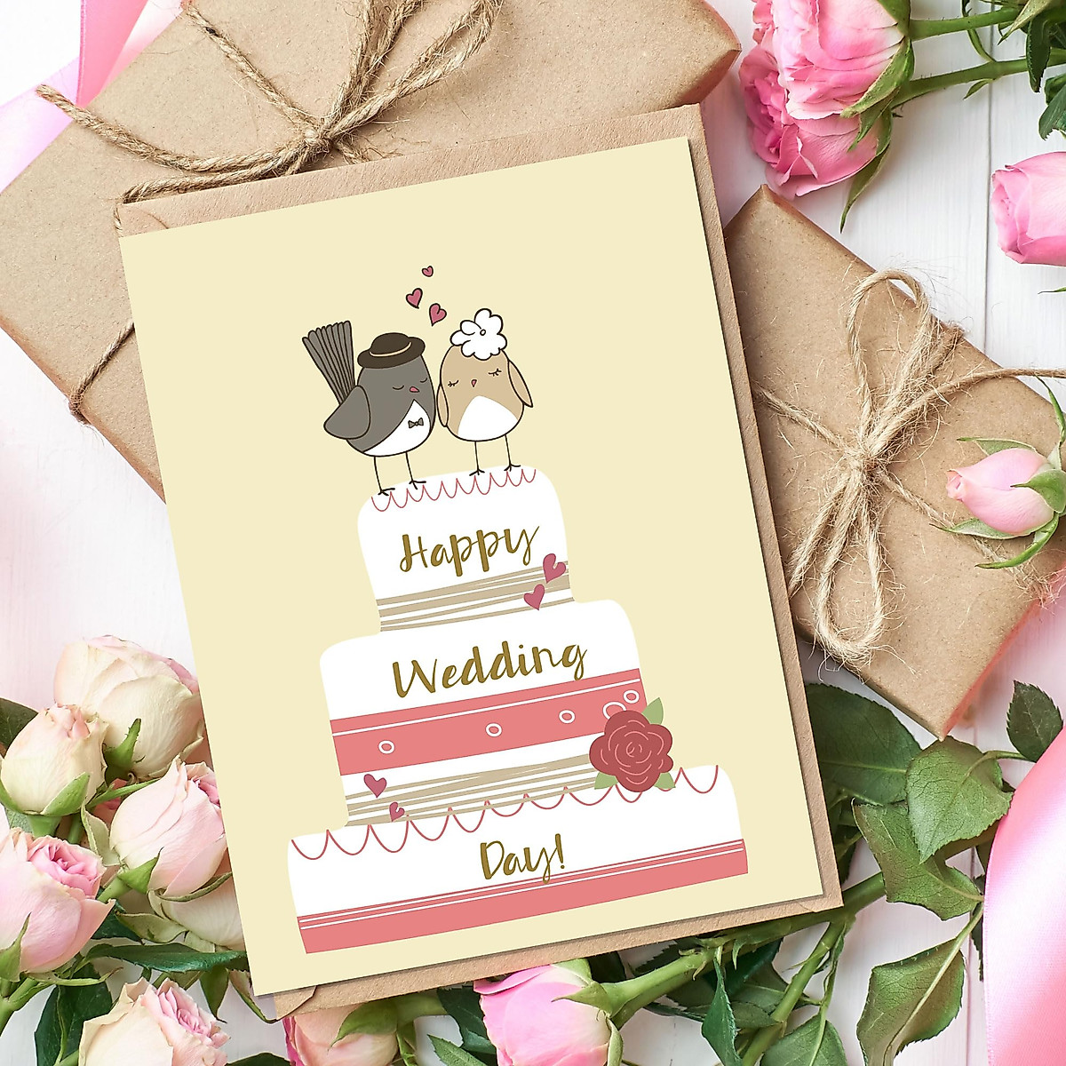 BIROYAL 12 Wedding Cards for Bride and Groom with Envelopes, 5"x8" Wedding Card Congratulations, Blank Inside Bridal Shower Cards, Wedding Shower Cards for Engagement, Wedding Congratulations, Newlywed
