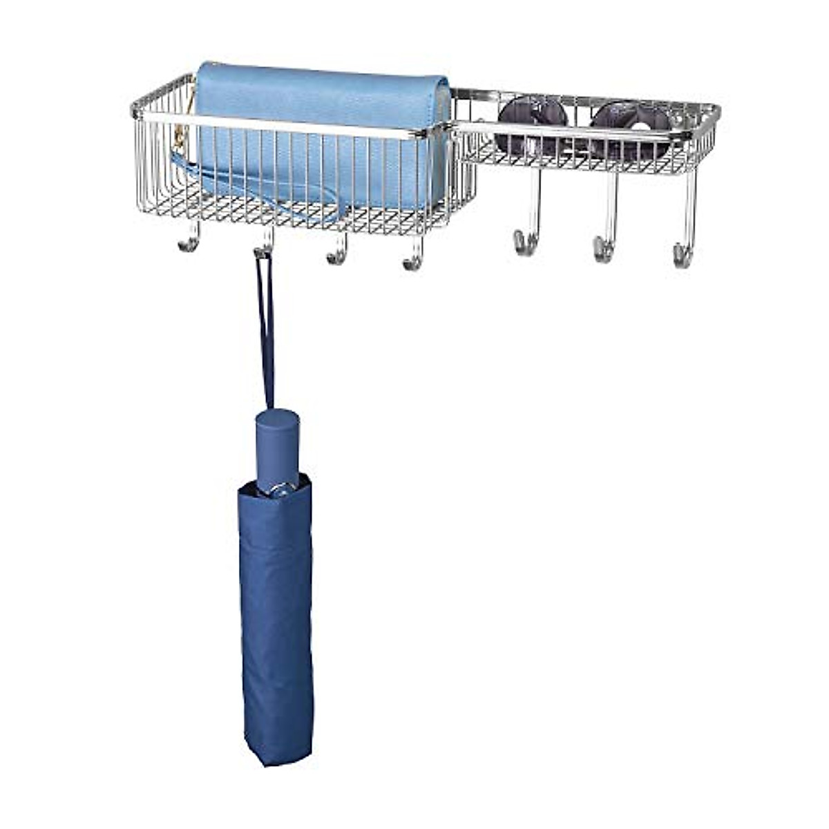 iDesign York Lyra Wall Mount Entryway Basket Organizer - Chrome