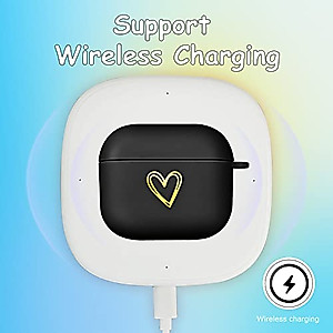 Besoar for Airpods 3rd Generation Case Cute for Women Girls Girly Aesthetic Black Heart Cases with Keychain Buckle for Airpod 3 Pretty Lovely Soft Silicone Cover Unique Design for Air Pods 3 (2021)