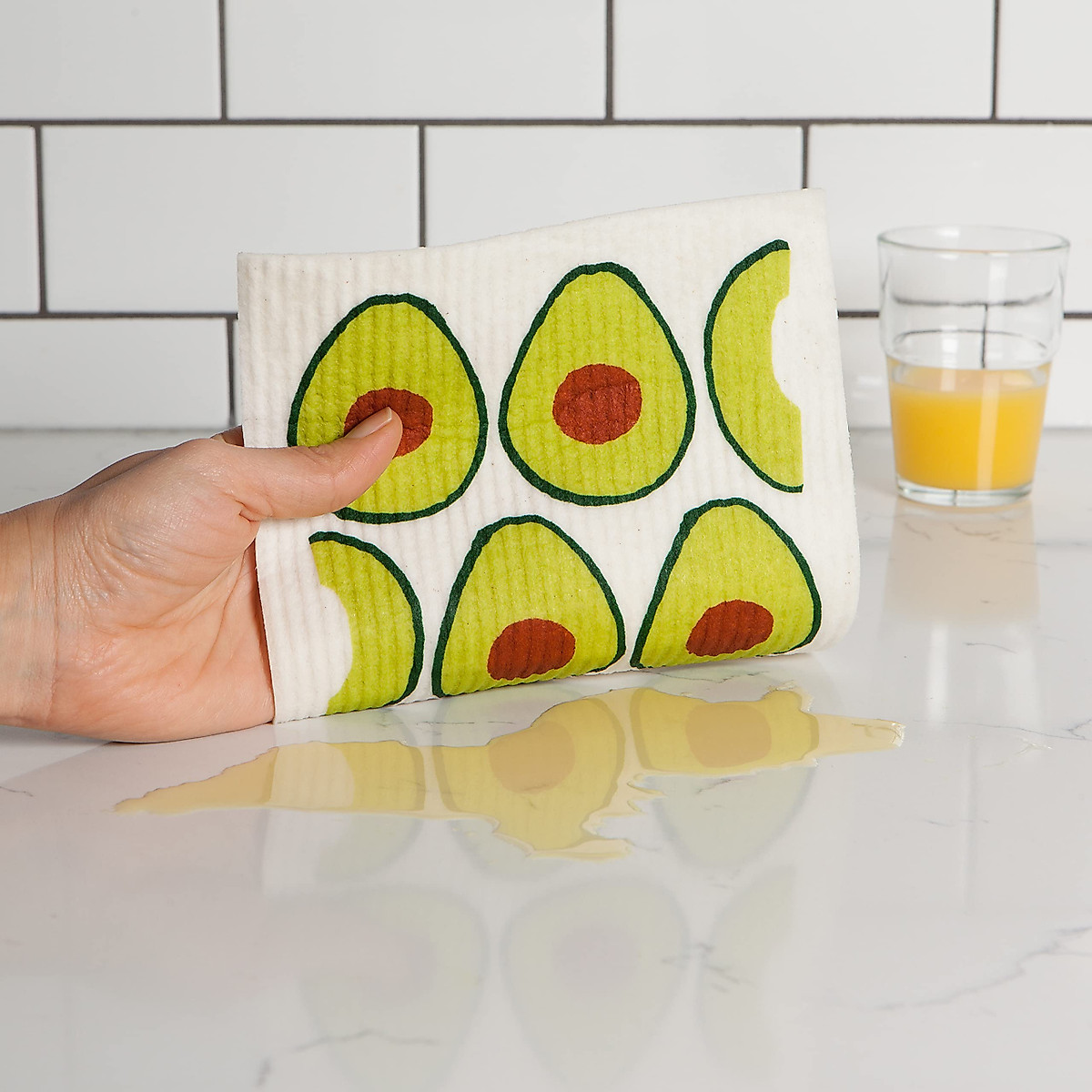 Ecologie Swedish Sponge Reusable Dishcloth Avocados 6.5 x 8 inches, Set of 3