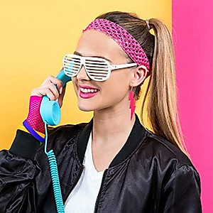 Hicarer 3 Pairs 80s 90s Neon Earrings for Women Retro Pendant Acrylic Drop Dangle for 80's Outfit Glow Party Accessories (Bright Lightning Style)