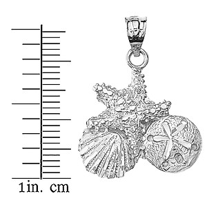 Claddagh Gold Fine 925 Sterling Silver Starfish Cockle Sea Shell and Sand Dollar Pendant