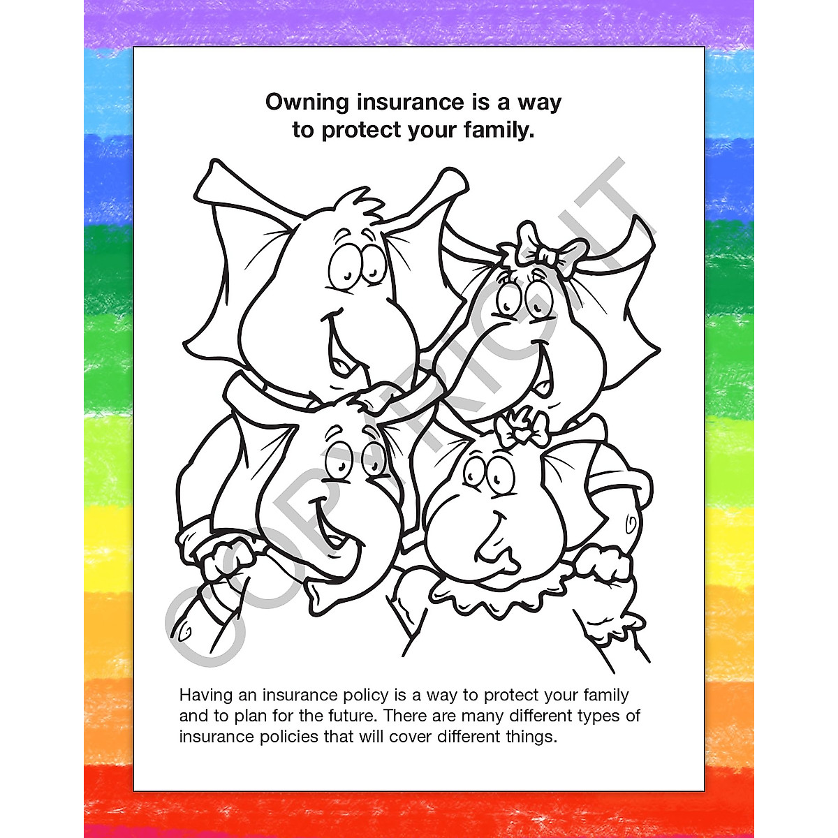 ZOCO - We All Need Insurance - Kids Coloring Books (25 Bulk Pack, with Crayons) - Insurance Agent, Financial Planner Supplies - Educational Games, Puzzles, Activities