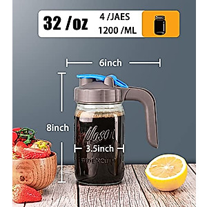 Glass Mason Jar 32 oz Pitcher, 4 Pack Quart Mason Jar Pitcher with Wide Mouth Airtight Lid, Heavy Duty Glass Pitcher for Cold Brew, Ice Tea, Coffee, Sun Tea, Juice, Breastmilk