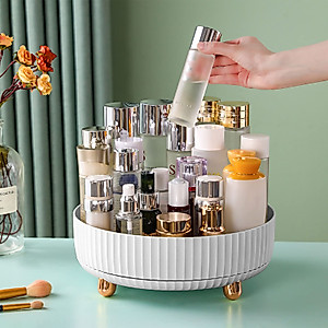 funest Makeup Perfume Organizer, 360 Degree Rotating Lazy Susan Cosmetic Desk Storage Lotions Display Case Round Gift Tray with Large Capacity , for your Jewelry
