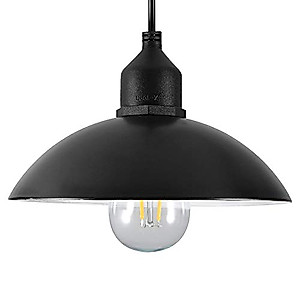 Solar Powered Pendant Light E27 Bulb, Metal Shade Solar Powered Pendant Light E27 Bulb Outdoor Hanging Shed Lamp for Home Garden