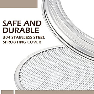 meekoo 4 Sprouting Jar Kit Wide Mouth Mason Jars with Stainless Steel Screen Sprout Lids and Stand Microgreens Growing Kit Seed Germination Kit Seed Sprouter Set for Growing Broccoli Alfalfa Mung Bean