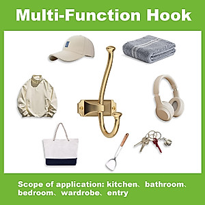 TUNNY Wall Mounted Coat Hooks - Champagne Gold Coat Hooks,Pack of 5, for Entry Shoe Cabinets, Wardrobe Bathroom Bedroom Furniture Hardware