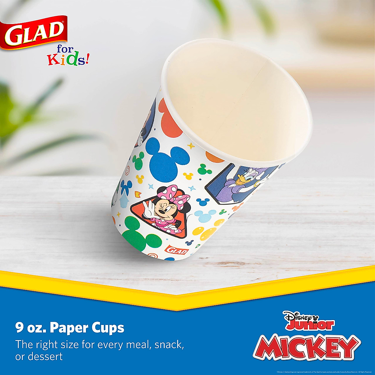 Glad for Kids Disney Mickey and Friends 9oz Snack Cups | Mickey Mouse Kids Cups for Everyday Use, 24 Ct