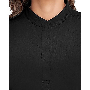 COMENII Scrubs Top for Women, 3 Pockets Mandarin Collar Medical Scrubs for Women, Shrink Resistant Anti-Wrinkle Womens Scrubs Tops（Black M）