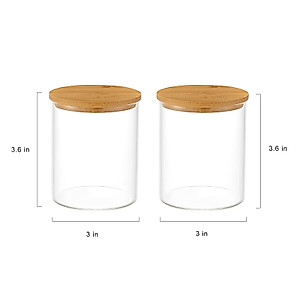 INIUNIK 3 Pack Glass Qtip Holder Bathroom Set, Clear Apothecary Jars with Lids, Cotton Ball Swab Round Holder Bathroom Essential Canisters Accessories for Organization and Storage