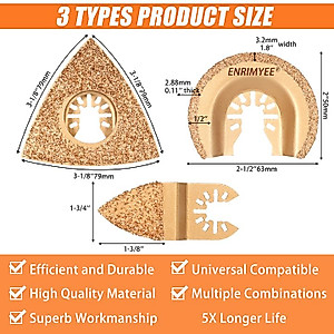 Oscillating Tool Blades, Multi Tool Blades Carbide for Grit Grout Removal, 6 Pcs Oscillating Multi Tool Diamond Segment Swing Semi Circle Triangular Finger Grit Grout Mortar Removal Saw Blades