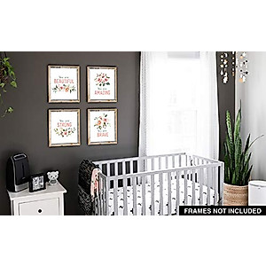 Confetti Fox Girls Inspirational Words Wall Decor, Pink Floral Modern Art, Positive Motivational Quotes, Teen Flowers Affirmations Typography Posters (8x10 Unframed Set of 4 Prints)