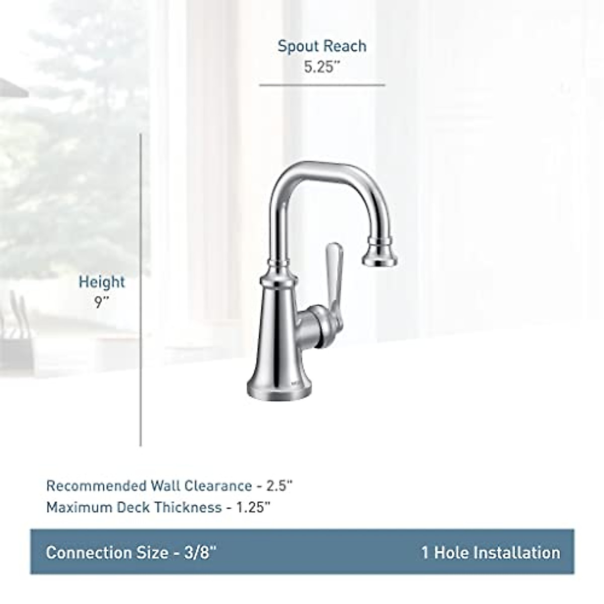 Moen S44101BG Colinet One-Handle Single Hole Traditional Bathroom Sink Faucet, Brushed Gold