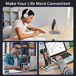 Sakya Folding Cell Phone Stand, Fully Adjustable Desktop Phone Holder Cradle Dock Compatible with Phone 14, Plus, Pro, Pro Max, 13 12 X XS,Android Smartphone, Pad (7-12"), Desk Accessories Upgrade