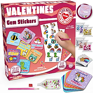 JOYIN 28 Packs Valentine Cards with Gem Diamond Painting Kits Make Your Own Stickers, Valentine's Day DIY Craft, Classroom Exchange Gifts and Prizes, Valentines Greeting Cards Diamond Art for Kids