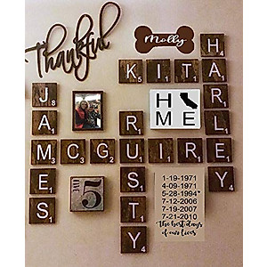 Scrabble 4 x 4 Tiles, Wooden Wall Ready to Hang Tiles, Wall Decor, Farmhouse Style, Scrabble Pieces, Personalized Sign, Wooden Letters