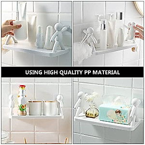 DOITOOL 2pcs Floating Shelves Wall Mounted Figure Ledge Display Plastic Wall Shelf Stick On Damage Free Removable Hanging Rack Wall Decor for Kitchen Bathroom Living Room