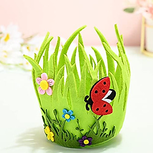 Non- Woven Felt Easter Egg Basket: Fabric Baskets 4Pcs Craft Felt Baskets for Easter Egg Hunts Party Decoration