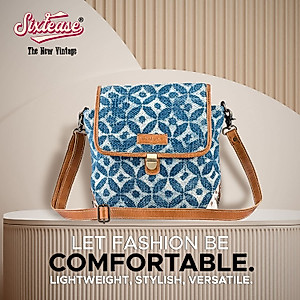 SIXTEASE Womens Shoulder Bag Vintage Style Shoulder Bags for Women - Made with Genuine Leather, Upcycled Canvas, or Hair On - Handmade, Adjustable Strap, Brass and Zinc Hardware - Legacie