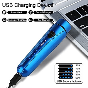 ARECTECH Mini Portable Shaver Pocket Razors Electric Razor for Men USB Rechargeable LED Battery Display Best for Travel Shaves Touch Up Shaves Cordless Blue