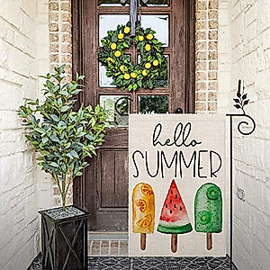 CROWNED BEAUTY Hello Summer Ice Cream Garden Flag 12×18 Inch Double Sided Vertical Yard Outdoor Decoration CF157-12